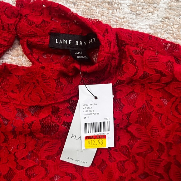 Lane Bryant | Tops | Lane Bryant Red Lace Shirt Nwt | Poshmark
